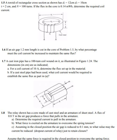 Solved 1.5 A toroid of rectangular cross section as shown | Chegg.com
