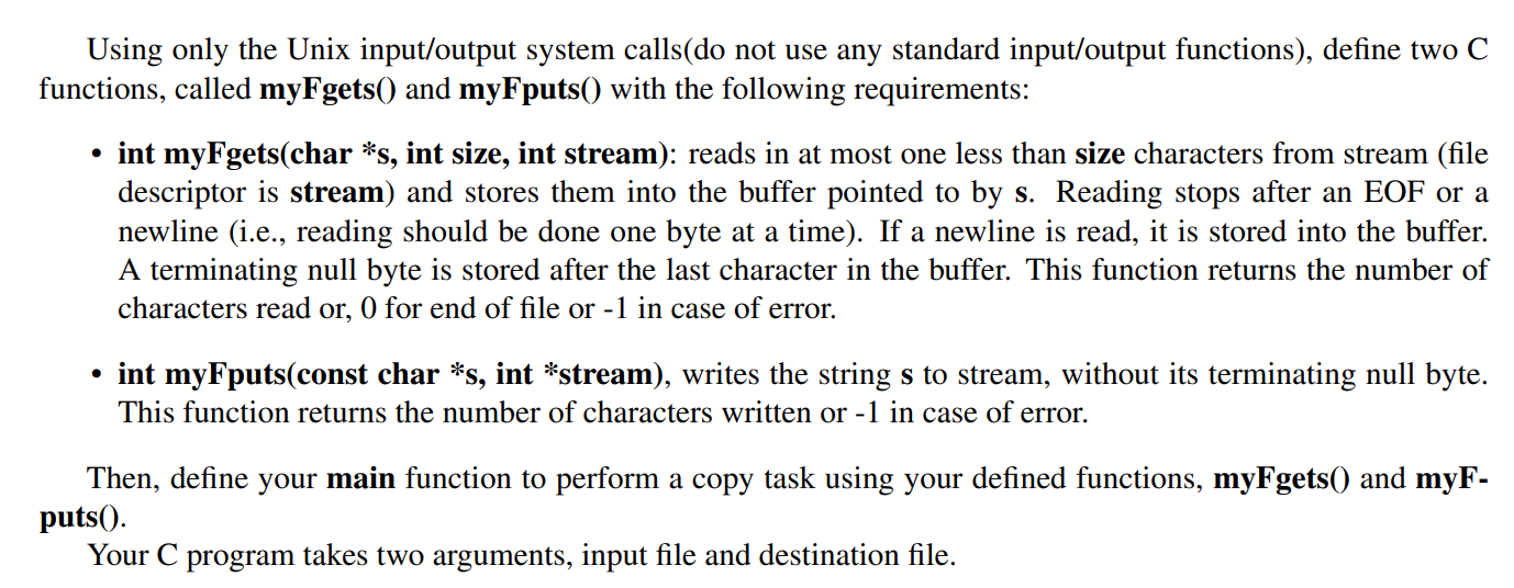 Solved Using only the Unix input/output system calls(do not | Chegg.com