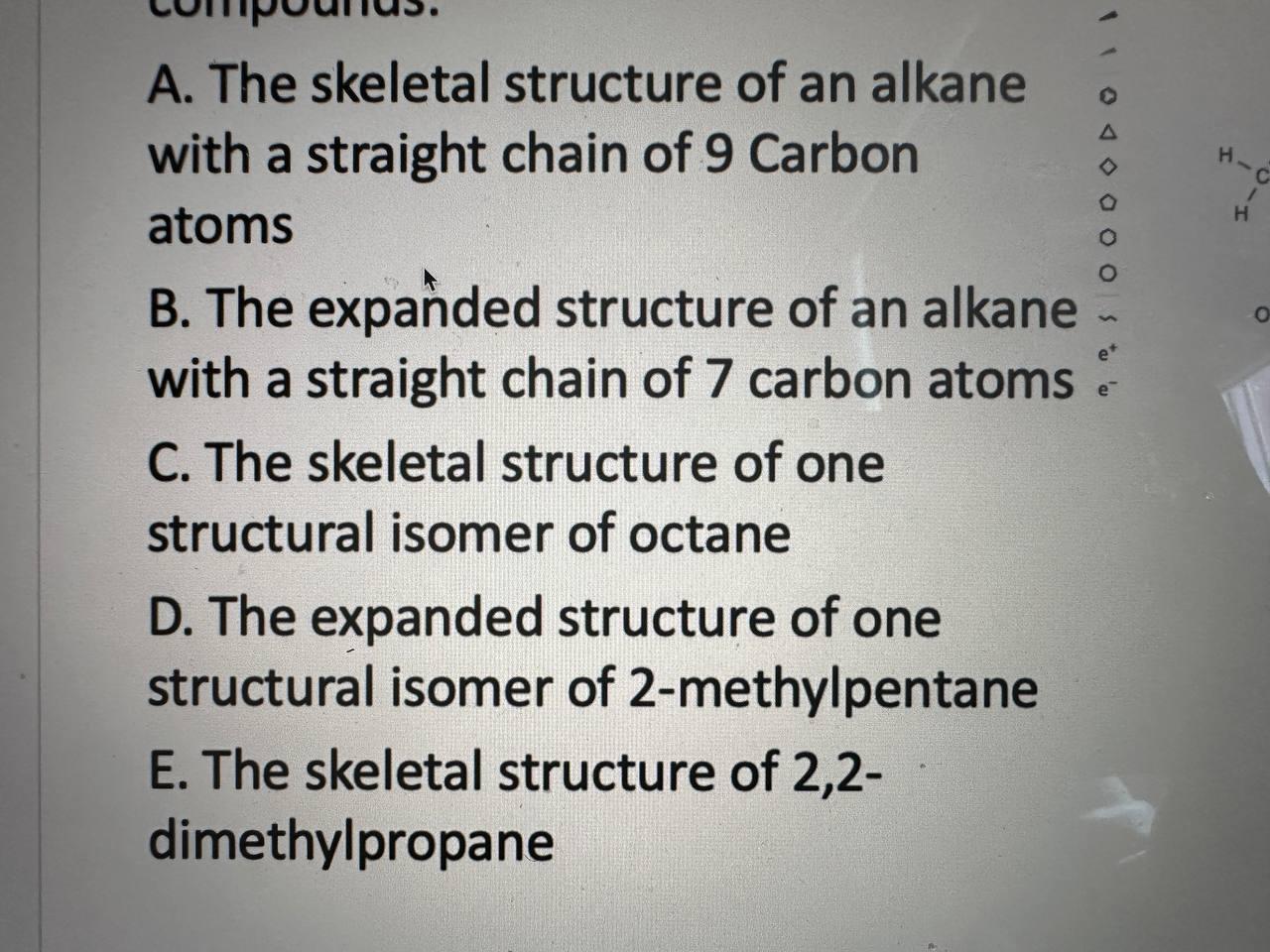 Solved A. The skeletal structure of an alkane with a | Chegg.com
