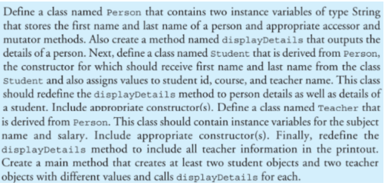 Solved Define a class named Person that contains two | Chegg.com