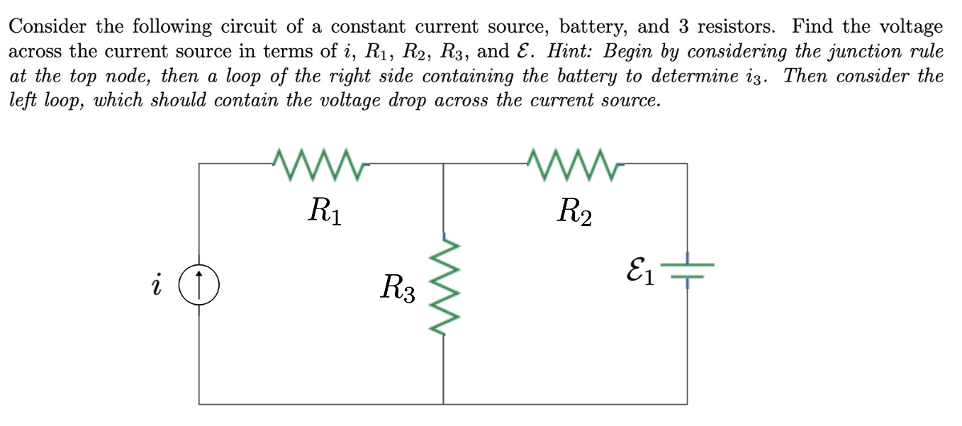 Solved Consider the following circuit of a constant current | Chegg.com