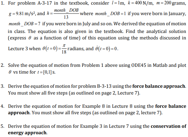Solved Problem A-3-17 Consider the spring-loaded inverted | Chegg.com