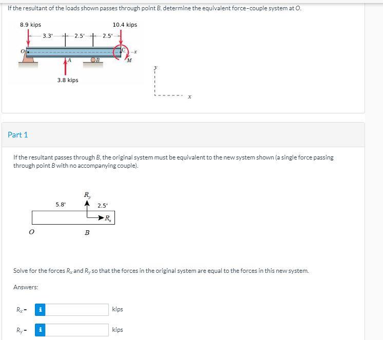 Solved If the resultant of the loads shown passes through | Chegg.com