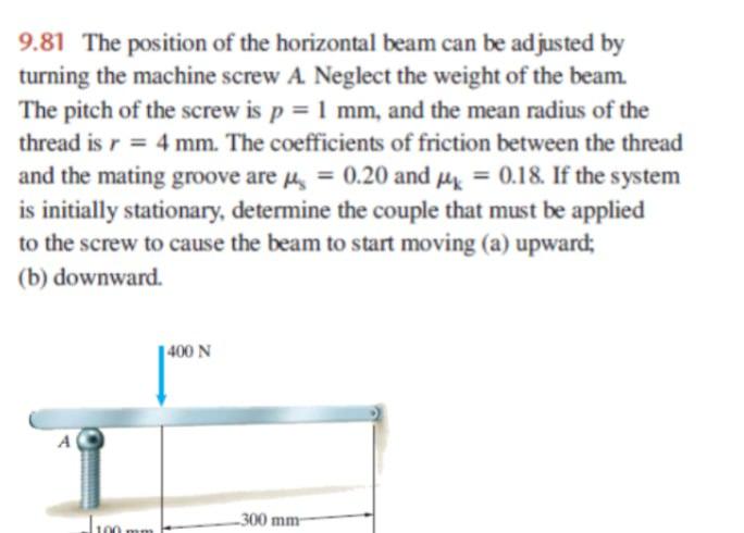 Solved 9.81 The position of the horizontal beam can be | Chegg.com