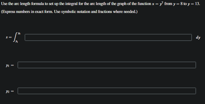 Solved Use the arc length formula to set up the integral for | Chegg.com