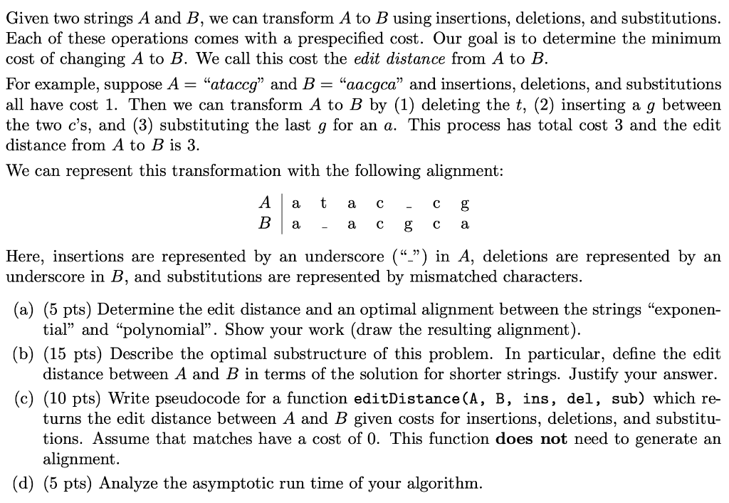 Solved Given Two Strings A And B We Can Transform A To B 3553