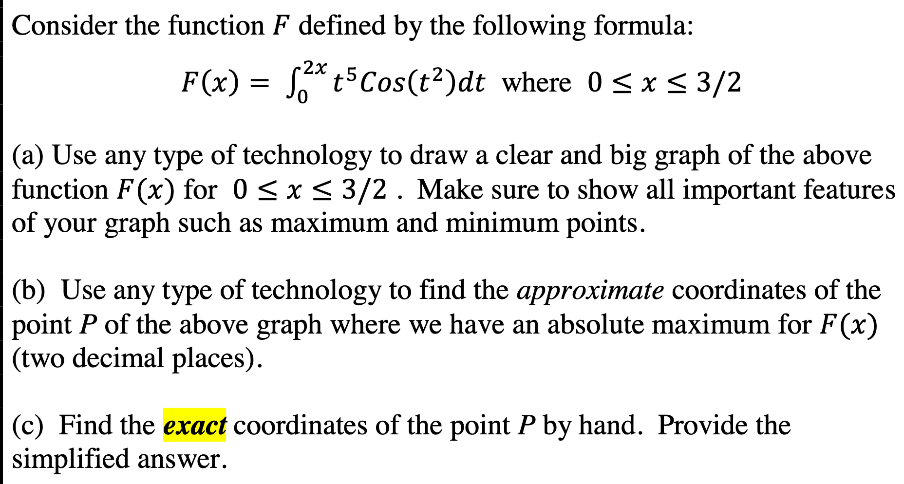 Solved Consider The Function F Defined By The Following 