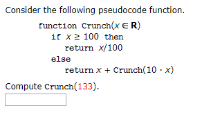 Solved Consider the following pseudocode function. function | Chegg.com