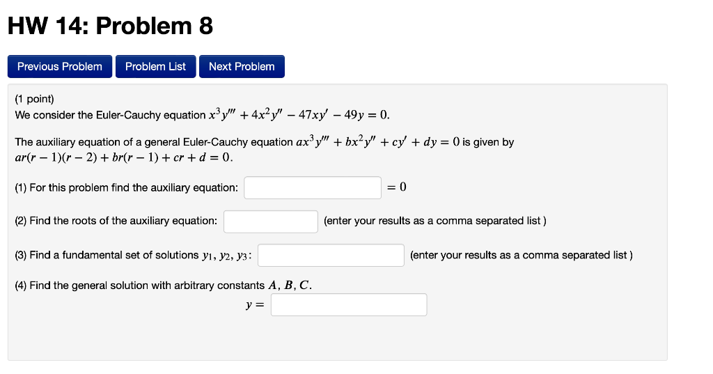 Solved 1 Point We Consider The Euler Cauchy Equation 