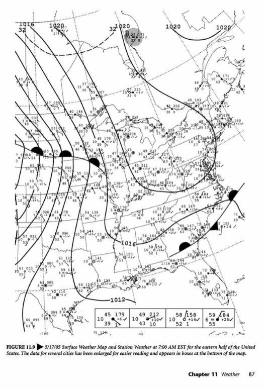 Solved FIGURE 11.8 5/17/05 Surface Weather Map and Station | Chegg.com