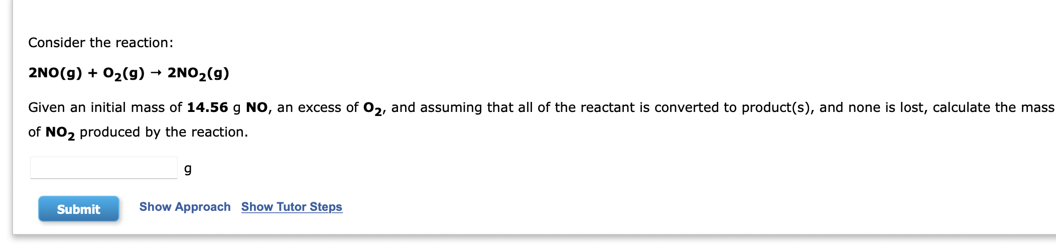 Solved Consider the reaction: 2NO(g)+O2( g)→2NO2( g) Given | Chegg.com