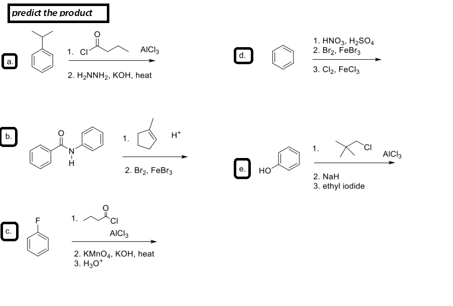 Solved predict the product 1. HNO3, H2SO4 2. Br2, FeBr3 AICI | Chegg.com
