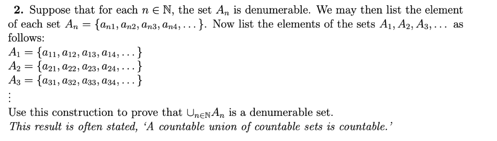 Solved 2. Suppose that for each n є N, the set An is | Chegg.com