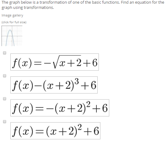 Solved The graph below is a transformation of one of the | Chegg.com