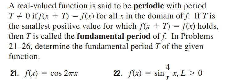 Solved A real-valued function is said to be periodic with | Chegg.com