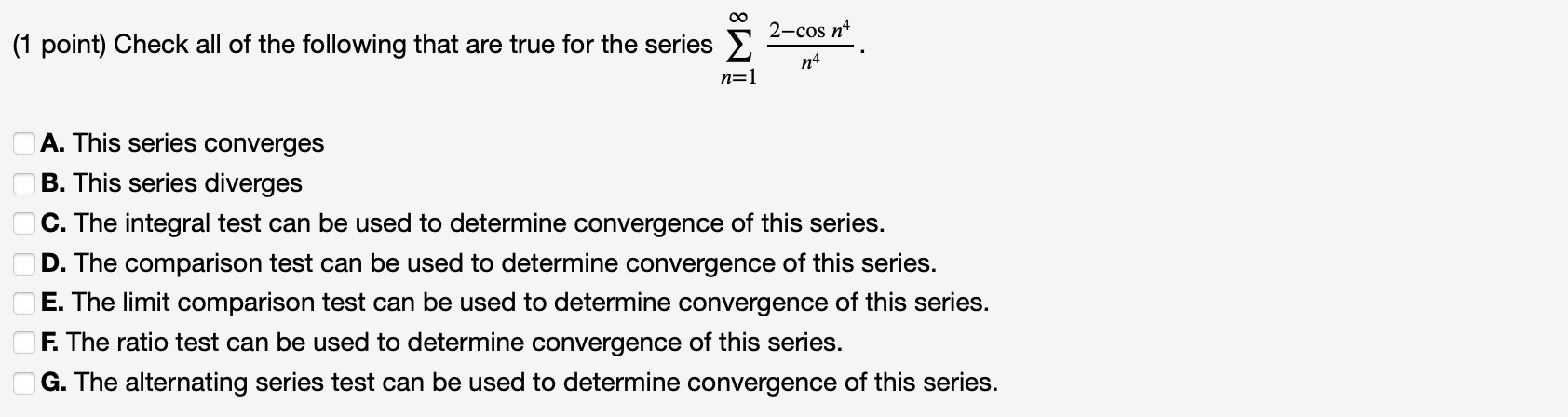 Solved (1 point) Check all of the following that are true | Chegg.com
