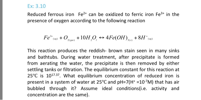 Solved Ex 3 10 Reduced Ferrous Iron Fe2 Can Be Oxidized To