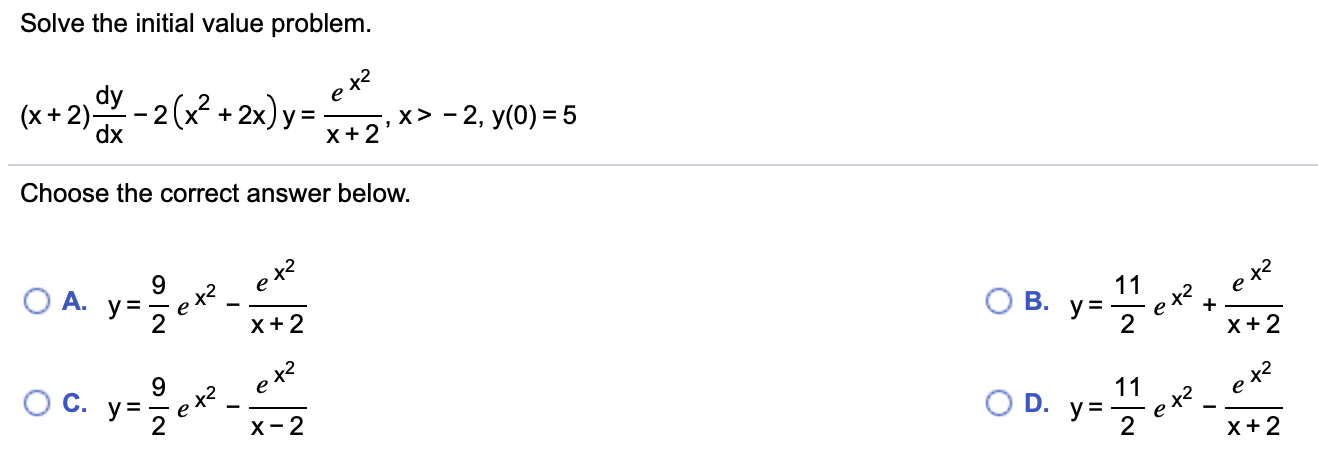 Solved eta 2) y=zeta Solve the initial value problem. dy (x | Chegg.com