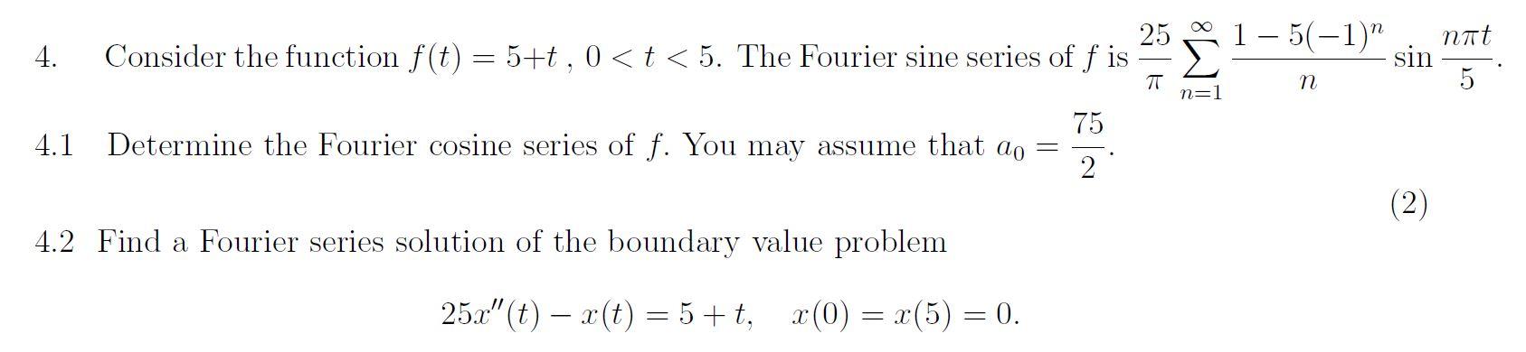 Solved 4. 25 Consider the function f(t) = 5+t, 0 | Chegg.com
