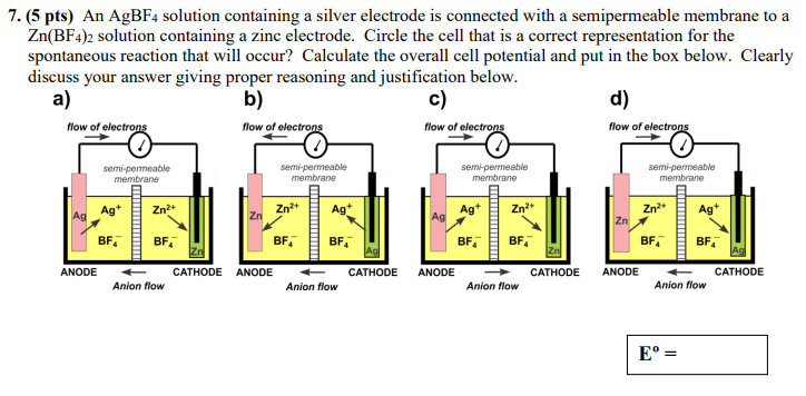 Solved 7. (5 pts) An AgBF4 solution containing a silver | Chegg.com