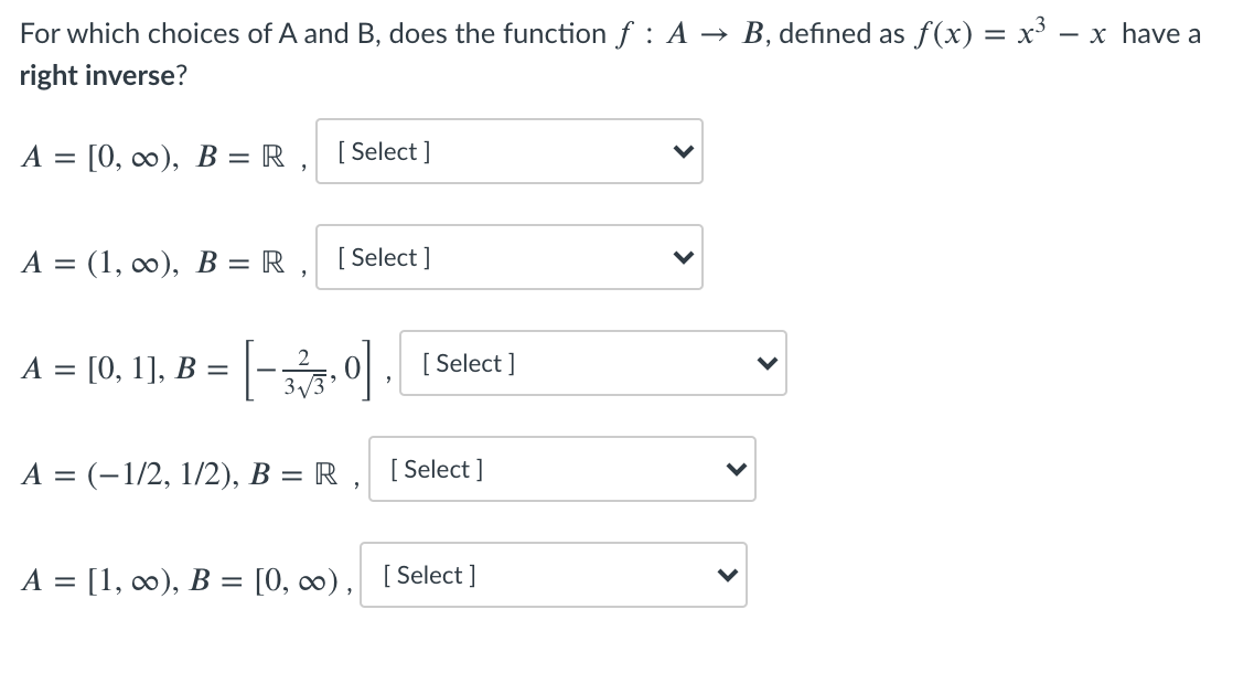Solved Available options are either "has a left inverse" or | Chegg.com