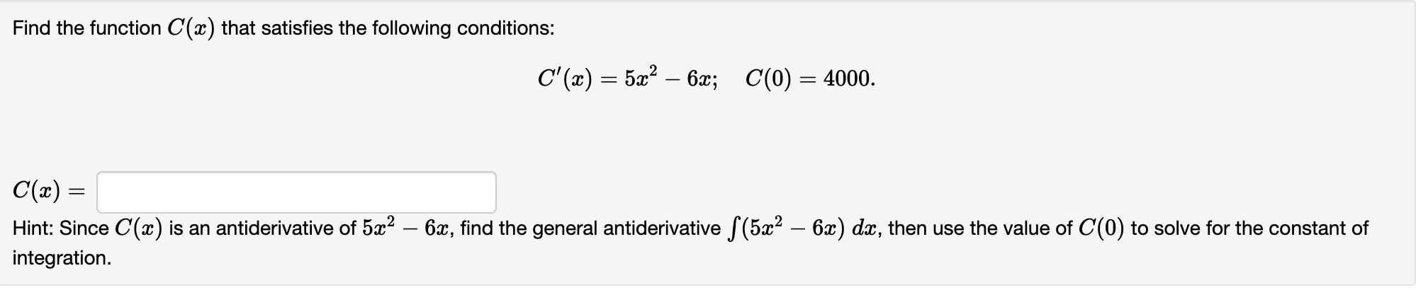 Solved Find the function C(x) that satisfies the following | Chegg.com