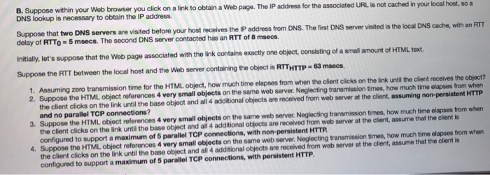 Solved Suppose within your Web browser you click on a link | Chegg.com