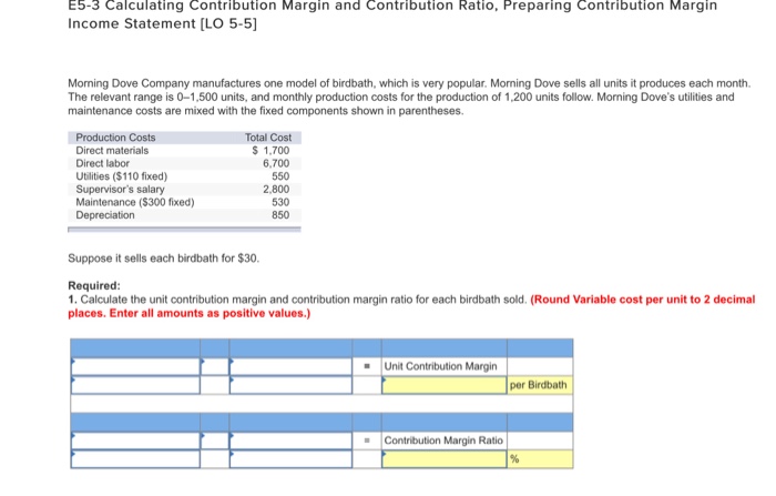 Solved E5-3 Calculating Contribution Margin and Contribution | Chegg.com