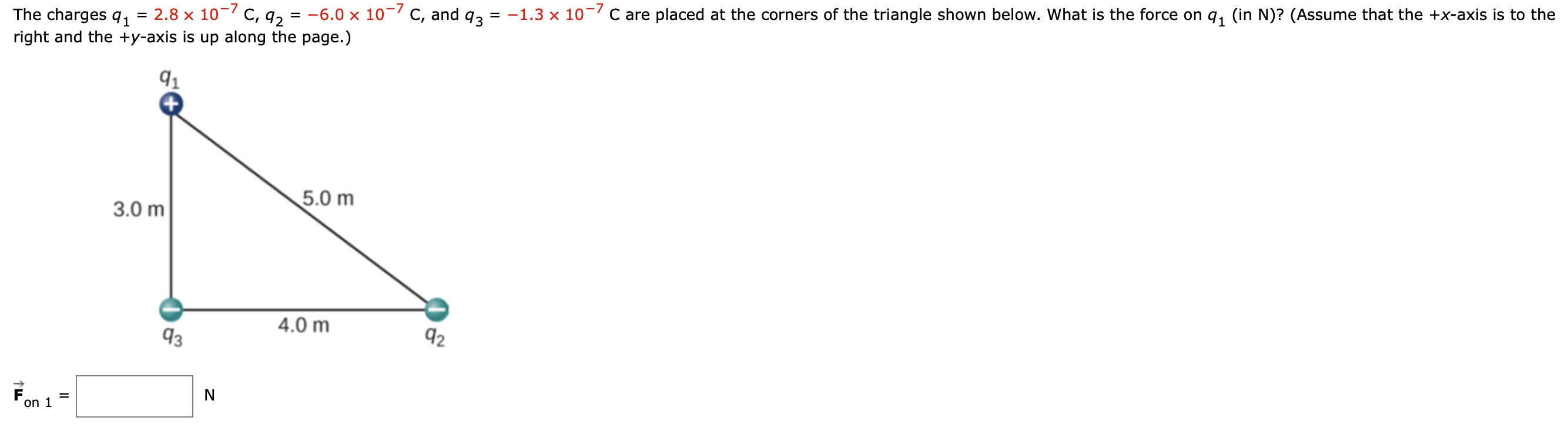 Solved q1=2.8×10−7C,q2=−6.0×10−7C, and | Chegg.com
