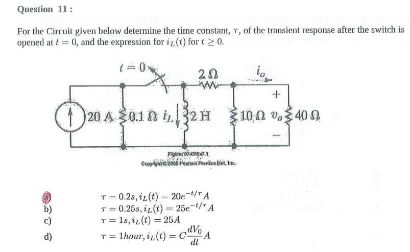 Solved For the Circuit given below determine the time | Chegg.com