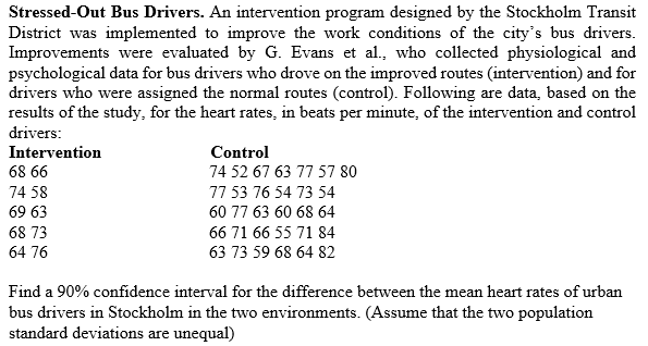 Solved Stressed-Out Bus Drivers. An intervention program | Chegg.com