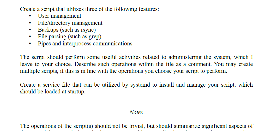Solved Create a script that utilizes three of the following | Chegg.com