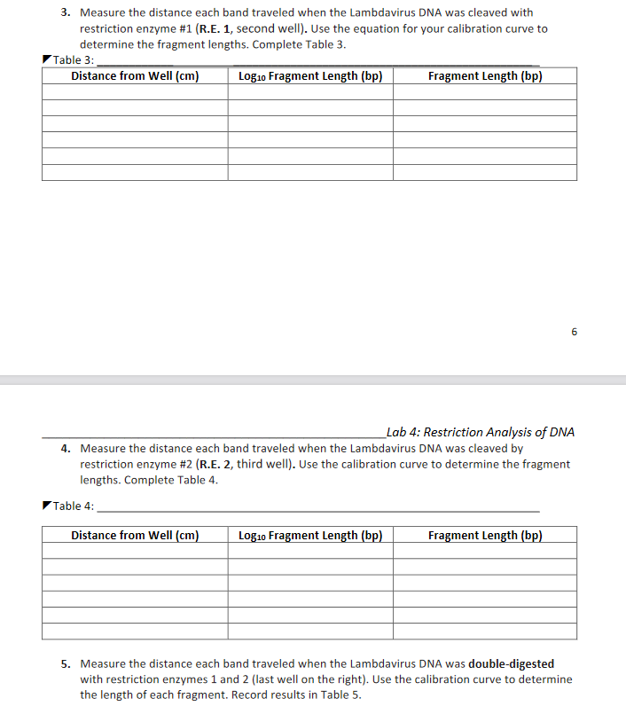 Laboratory 4: Restriction Analysis of DNA . Learning | Chegg.com
