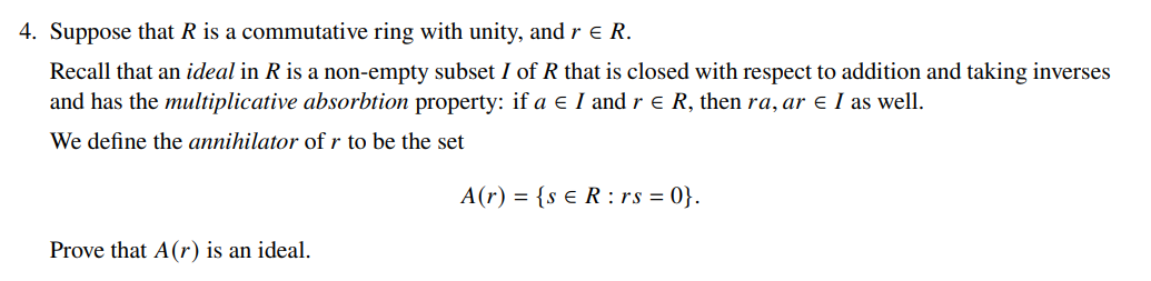 Solved Suppose that R is a commutative ring with unity, and | Chegg.com