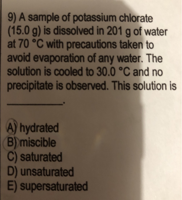 Solved 9) A sample of potassium chlorate (15.0 g) is | Chegg.com