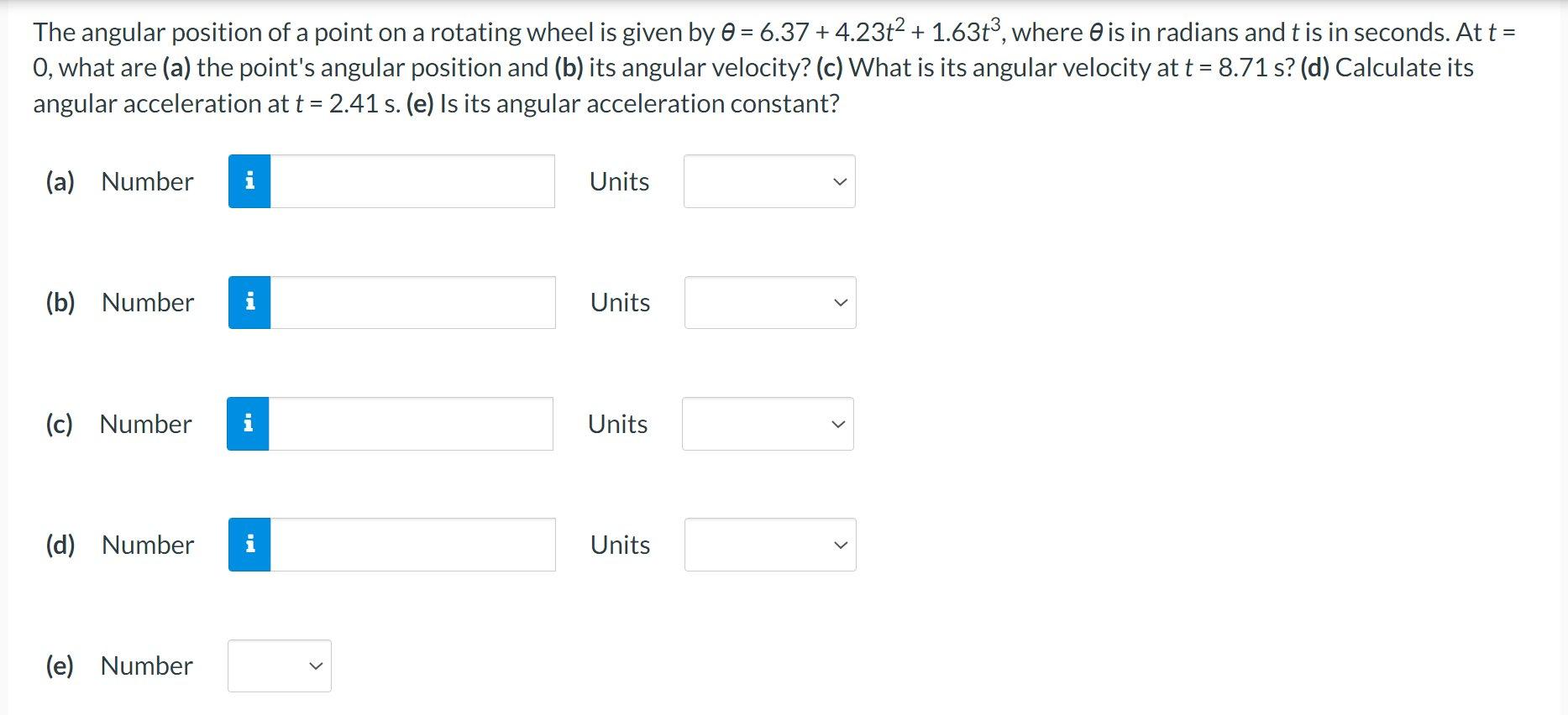 Solved The angular position of a point on a rotating wheel | Chegg.com