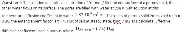Solved Question 1: The solution at a salt concentration of | Chegg.com
