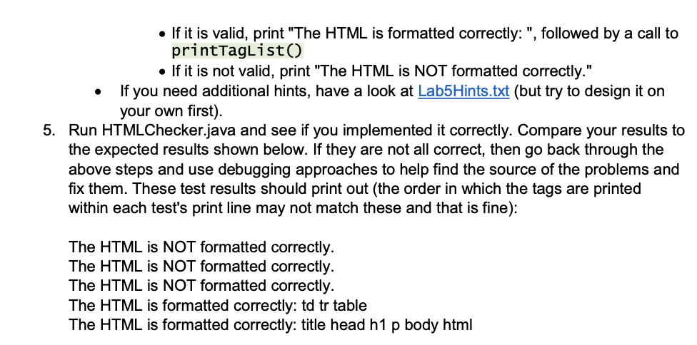 Solved Exercise 2 - Completing the HTML Checker class HTML | Chegg.com