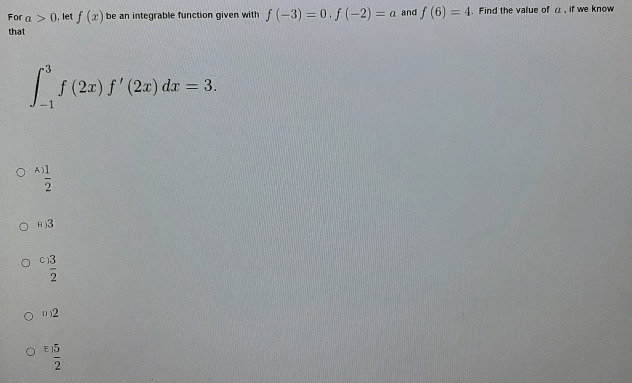 Solved For A 0 Let F X Be An Integrable Function Given