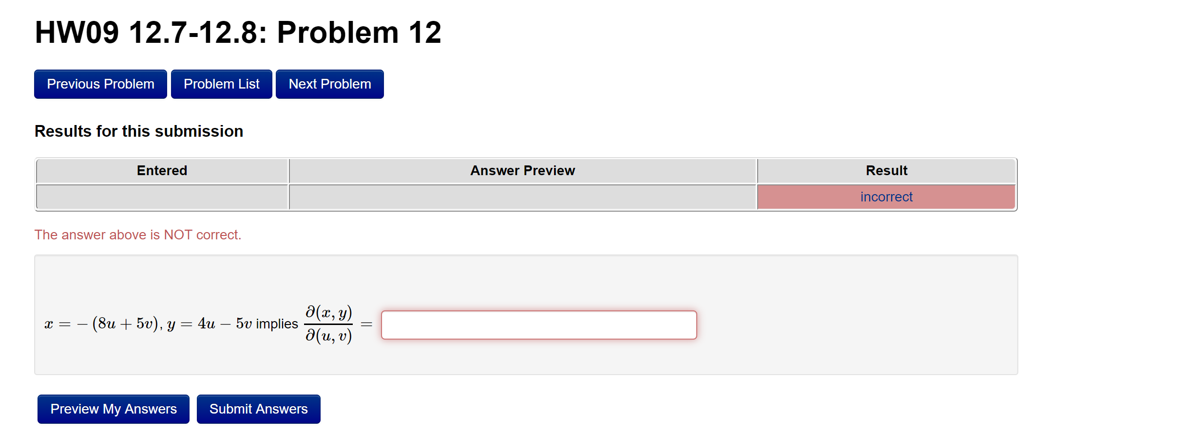 Solved HW09 12.7-12.8: Problem 12 Previous Problem Problem | Chegg.com
