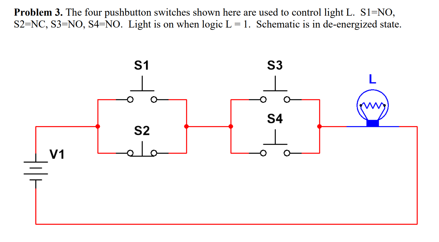 Solved Problem 2. The three pushbutton switches shown here | Chegg.com