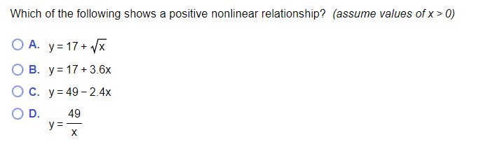 Solved Which of the following shows a positive nonlinear | Chegg.com