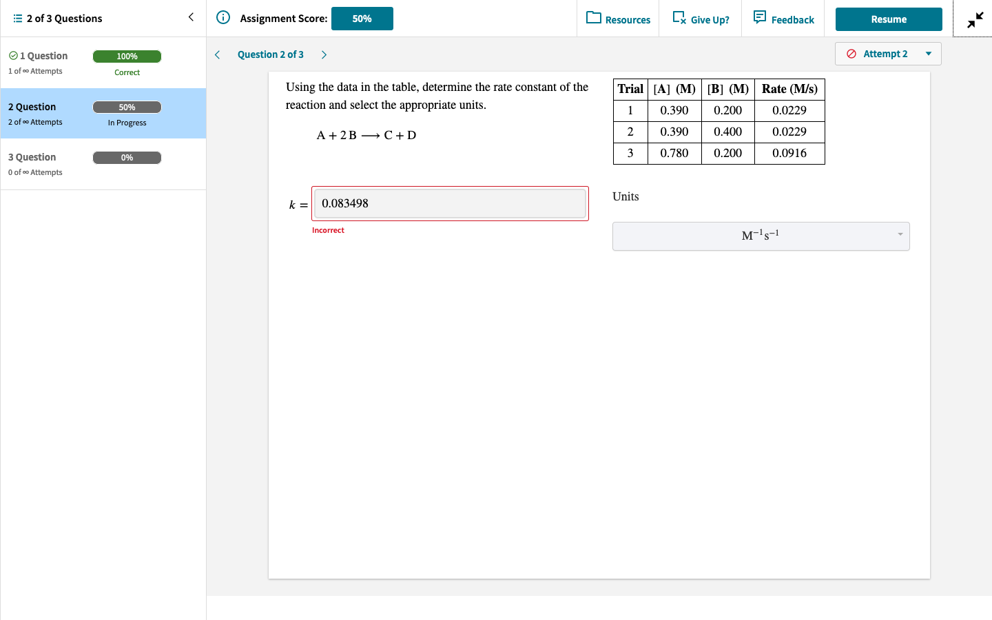 Solved 2 of 3 Questions