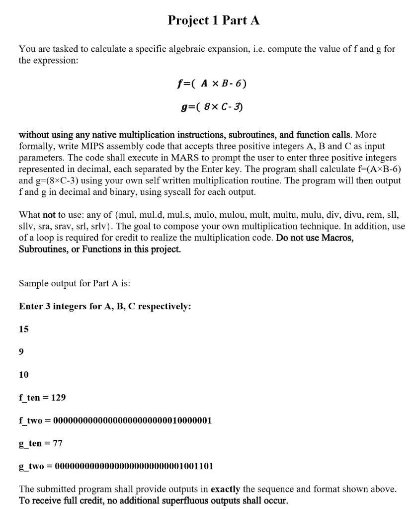 Project 1 Part A You are tasked to calculate a | Chegg.com