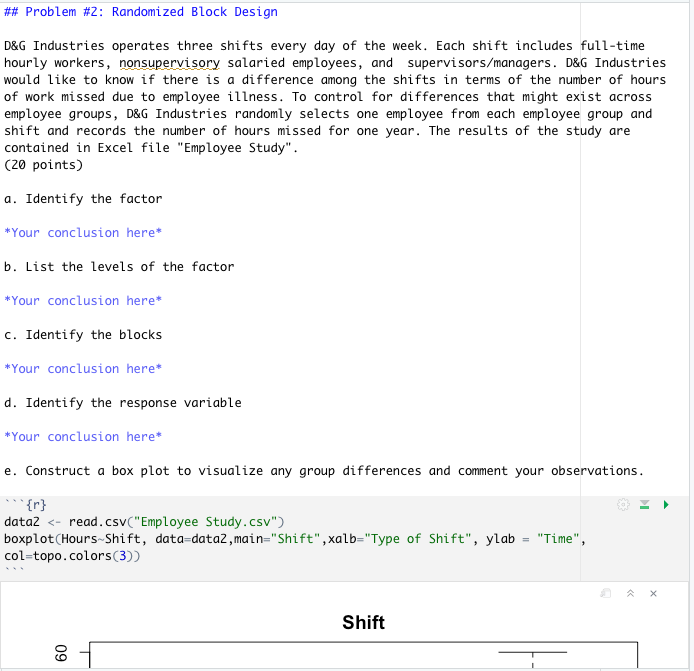 Solved ## Problem #2: Randomized Block Design D&G Industries | Chegg.com