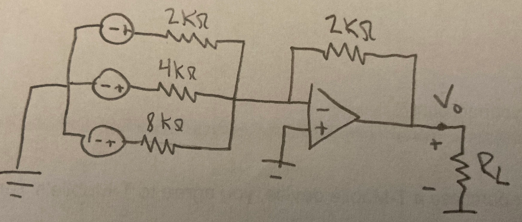 Solved find ratio of Vo and inputs v1,v2,v3 also find | Chegg.com