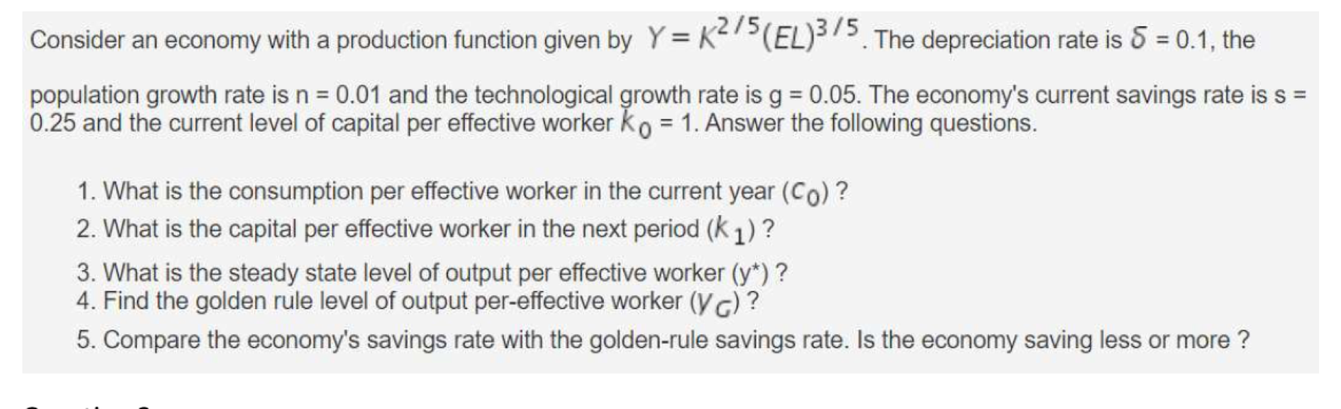 Solved Consider an economy with a production function given | Chegg.com