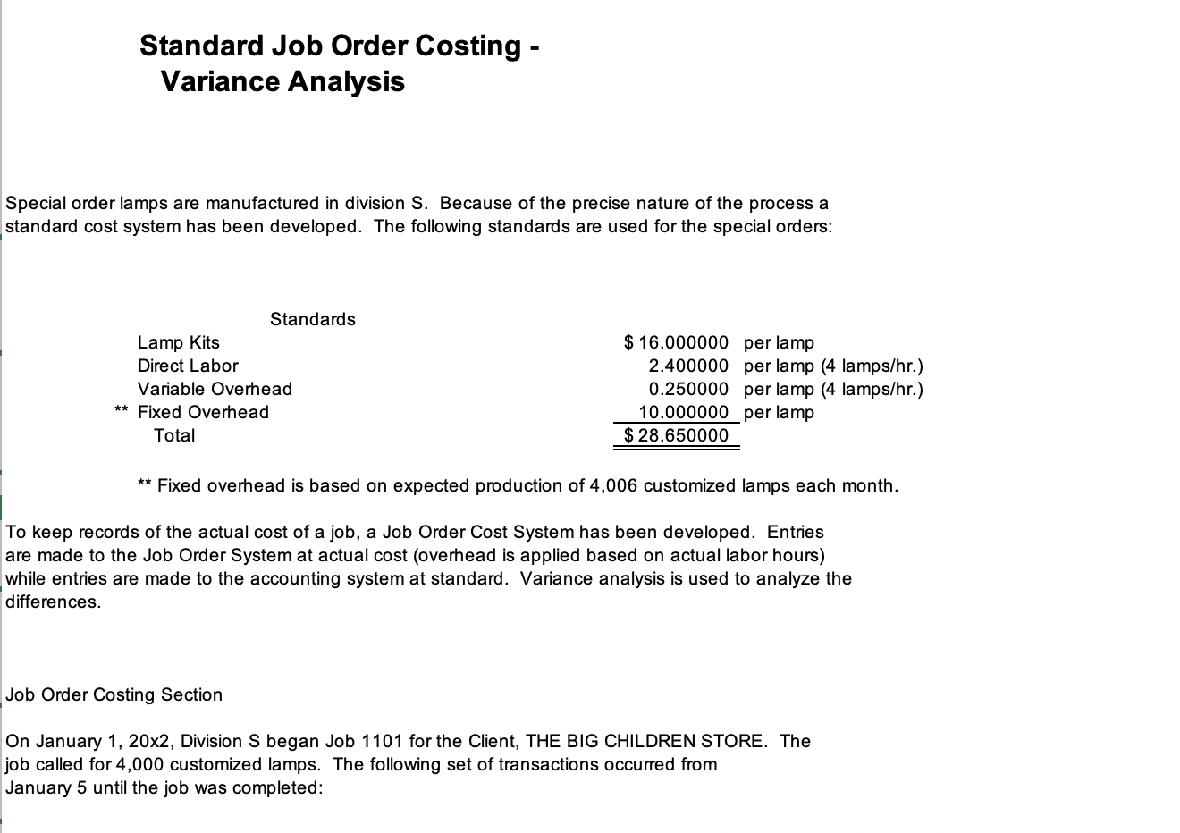 Solved Standard Job Order Costing - Variance Analysis | Chegg.com