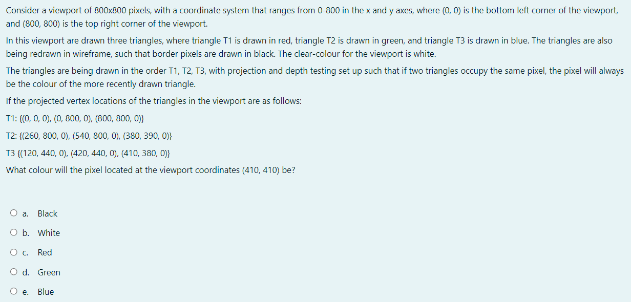 Solved Consider a viewport of 800x800 pixels, with a | Chegg.com