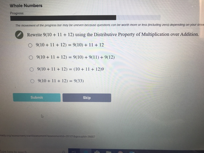 Solved Whole Numbers Progress The movement of the progress | Chegg.com